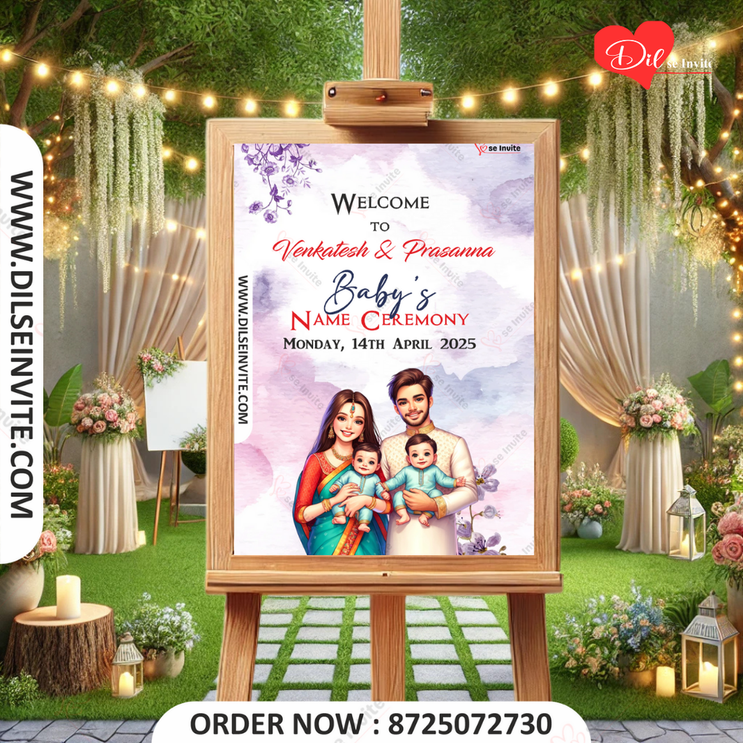 Naming Ceremony Welcome Board – Dil Se Invite